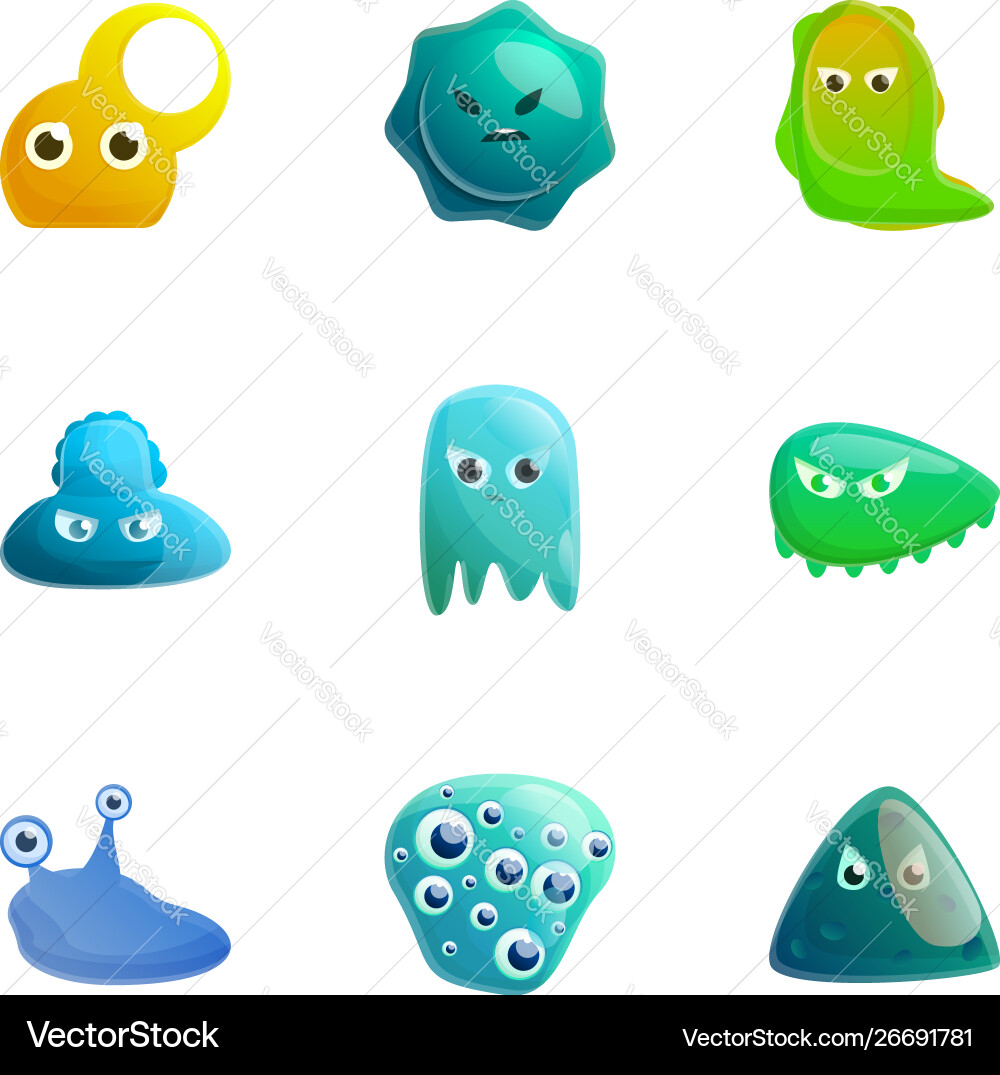 Funny monster icon set cartoon style Royalty Free Vector