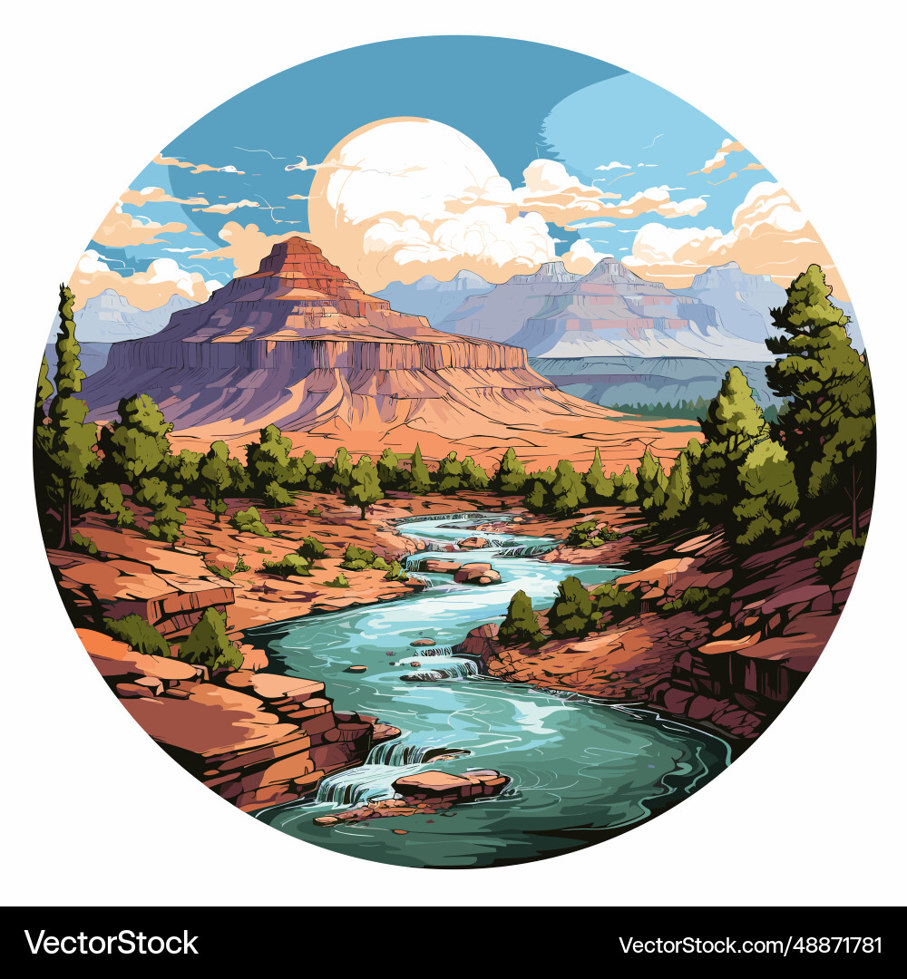 Grand canyon hand-drawn comic Royalty Free Vector Image