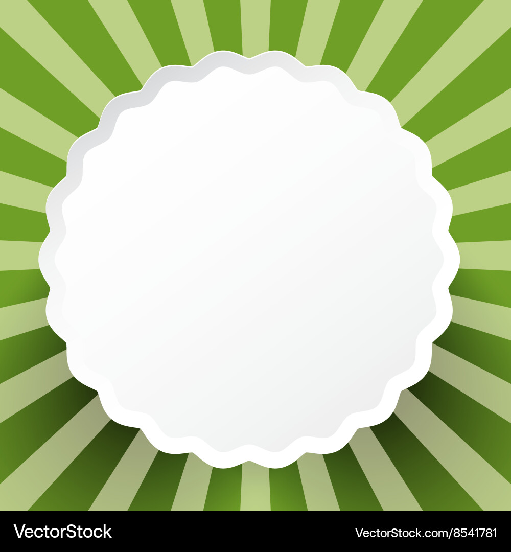 Green retro background with white paper label Vector Image