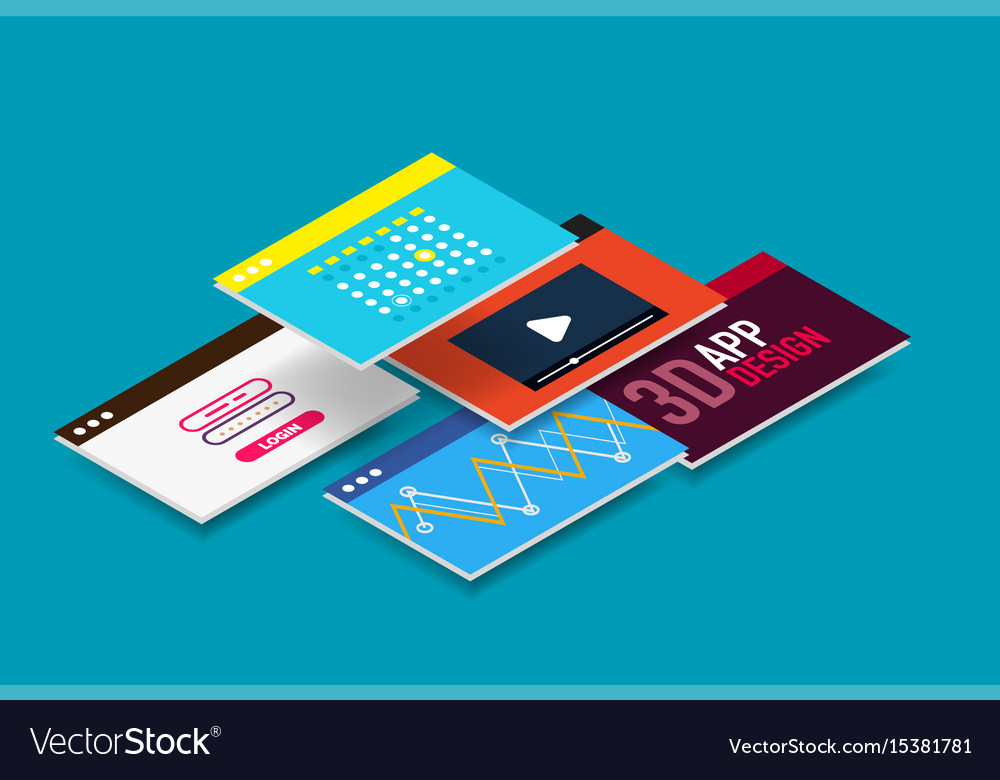 Isometric user interface design Royalty Free Vector Image