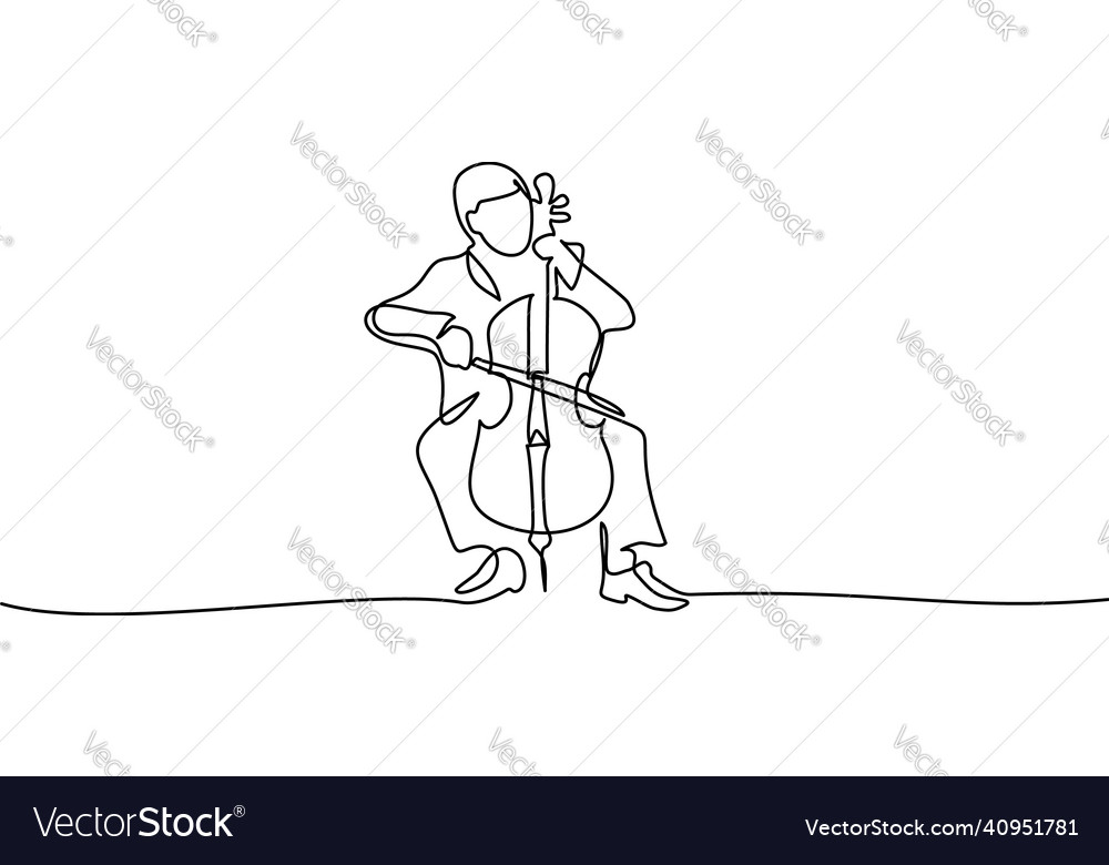 Musician playing cello continuous one line Vector Image Musician playing cello continuous one line Vector Image