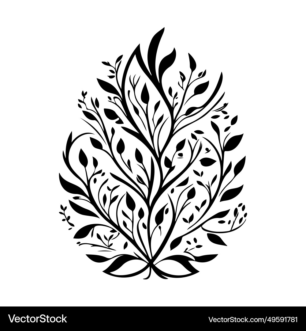 Symmetrical ornament floral design element black Vector Image