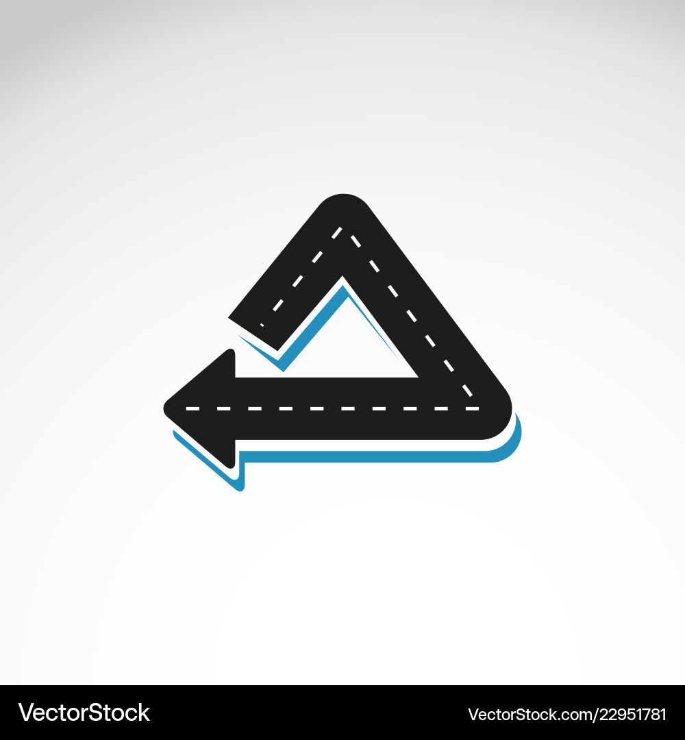 Turn back road sign with markings Royalty Free Vector Image