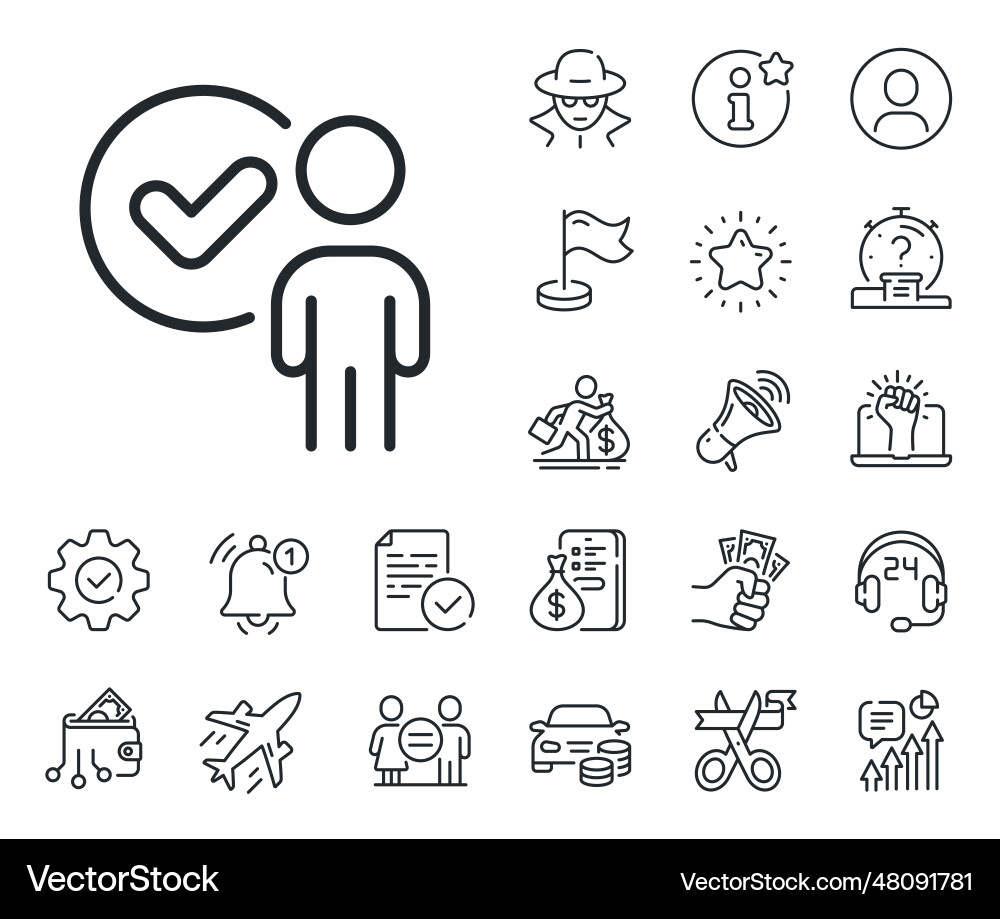 Verification person line icon accepted man sign Vector Image