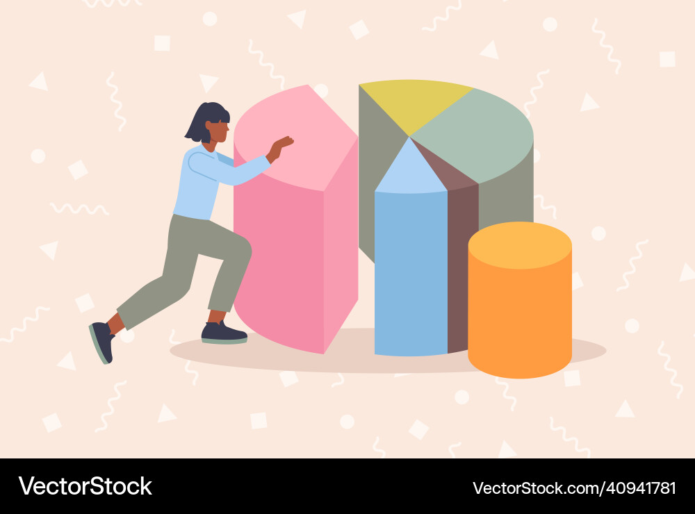 Woman and radial graph Royalty Free Vector Image