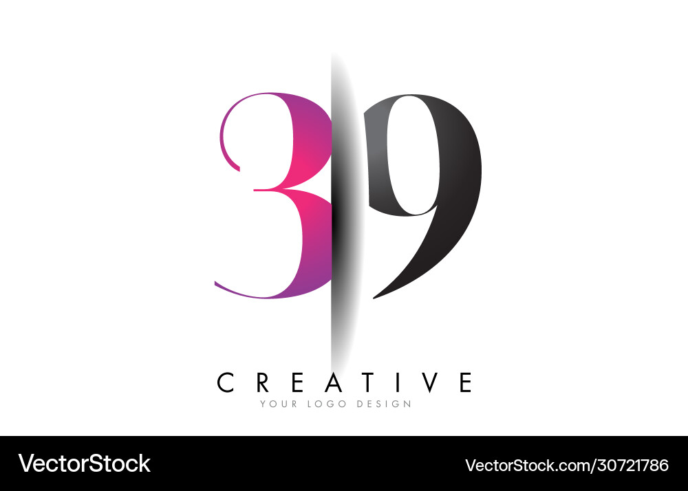 39 3 9 grey and pink number logo with creative Vector Image