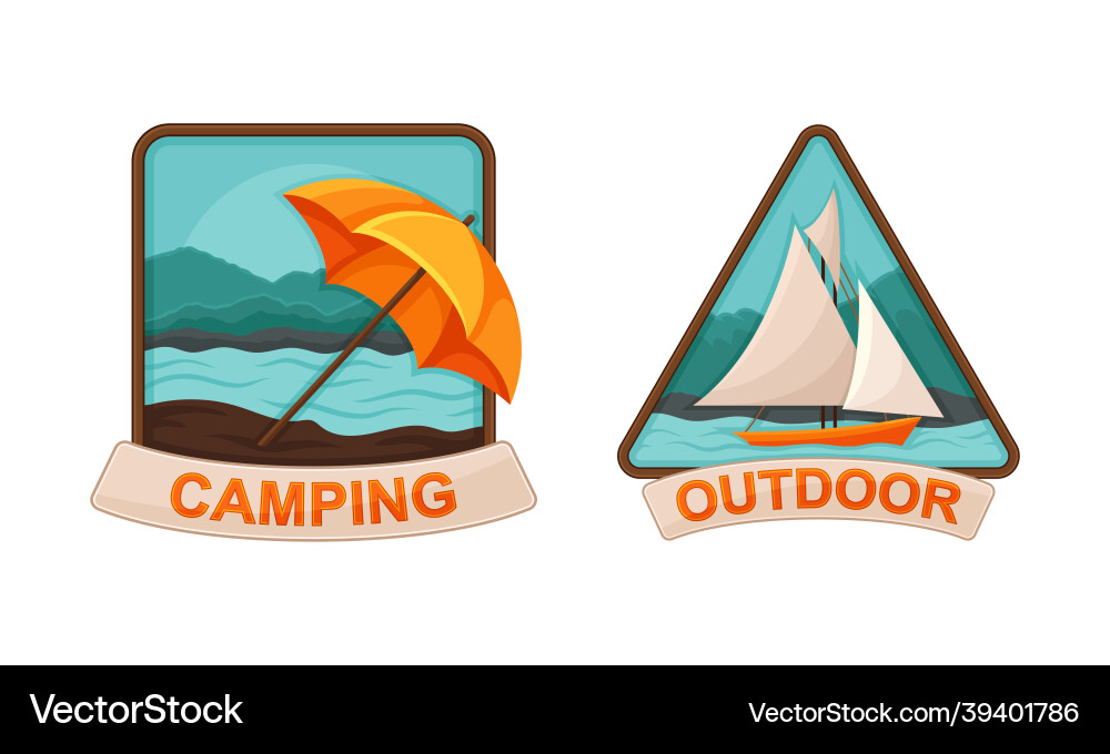 Camping and outdoor exploration badge Royalty Free Vector