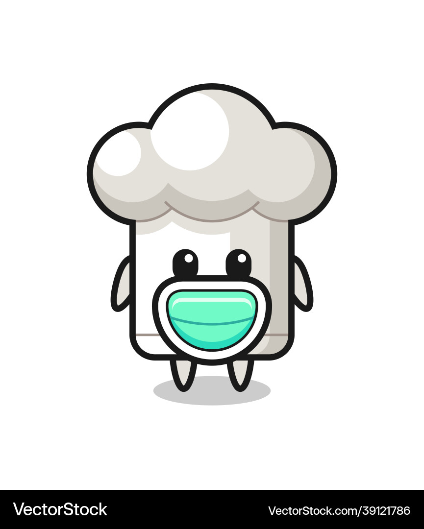Cute chef hat cartoon wearing a mask Royalty Free Vector