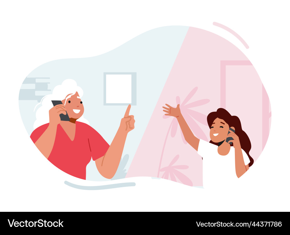 Family characters communicate by mobile phone Vector Image