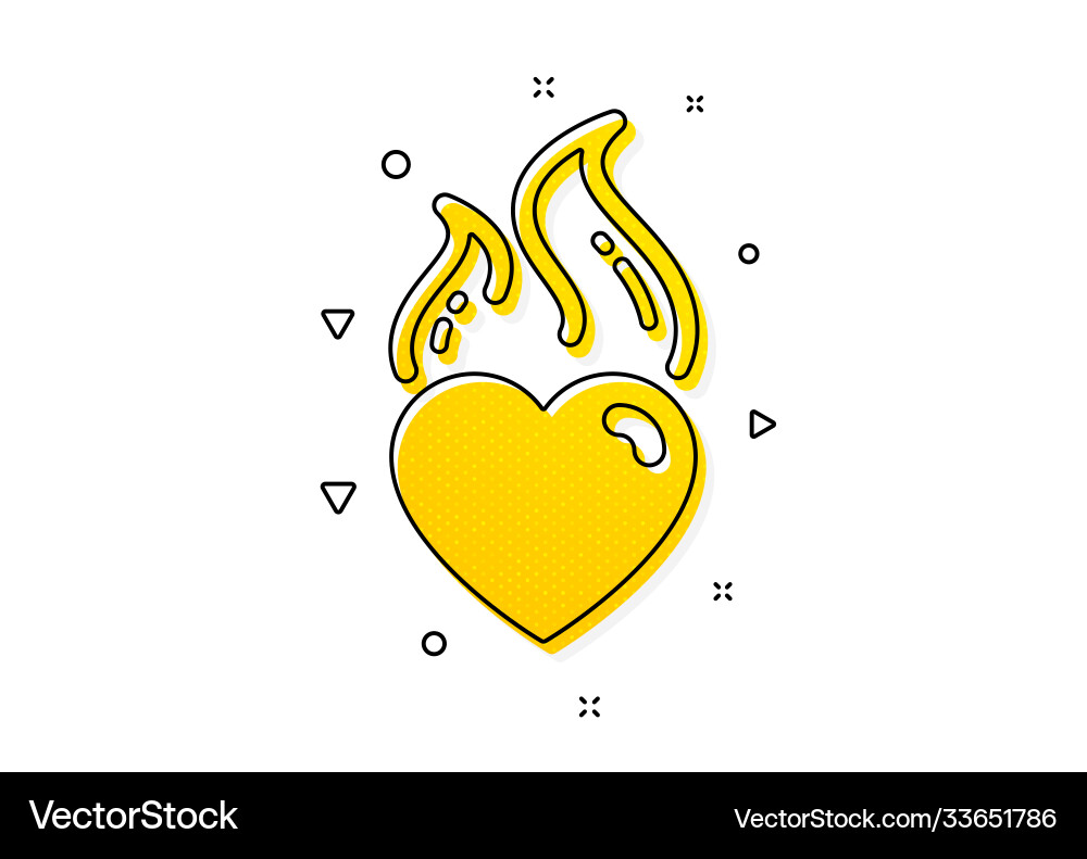 Heart flame icon love fire emotion sign Royalty Free Vector