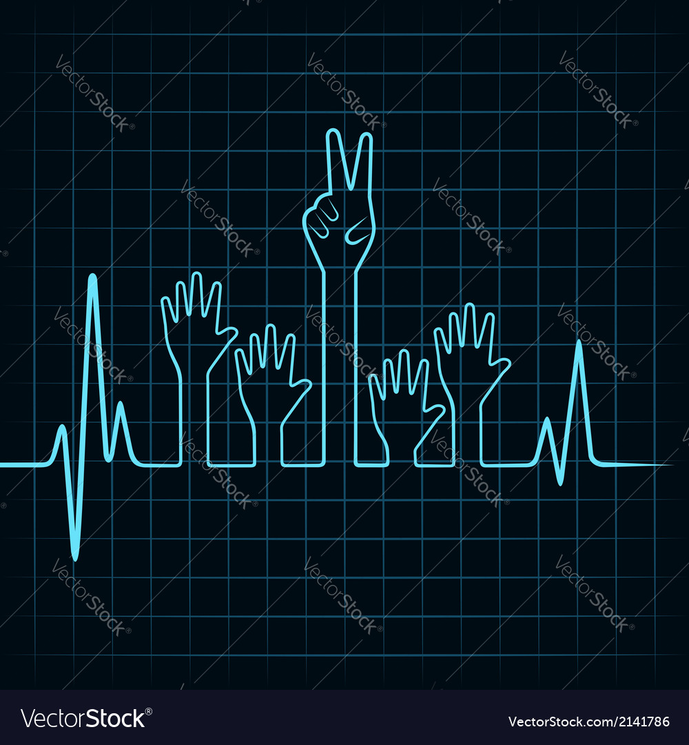 Heartbeat make helping and victory hand Royalty Free Vector Heartbeat make helping and victory hand Royalty Free Vector