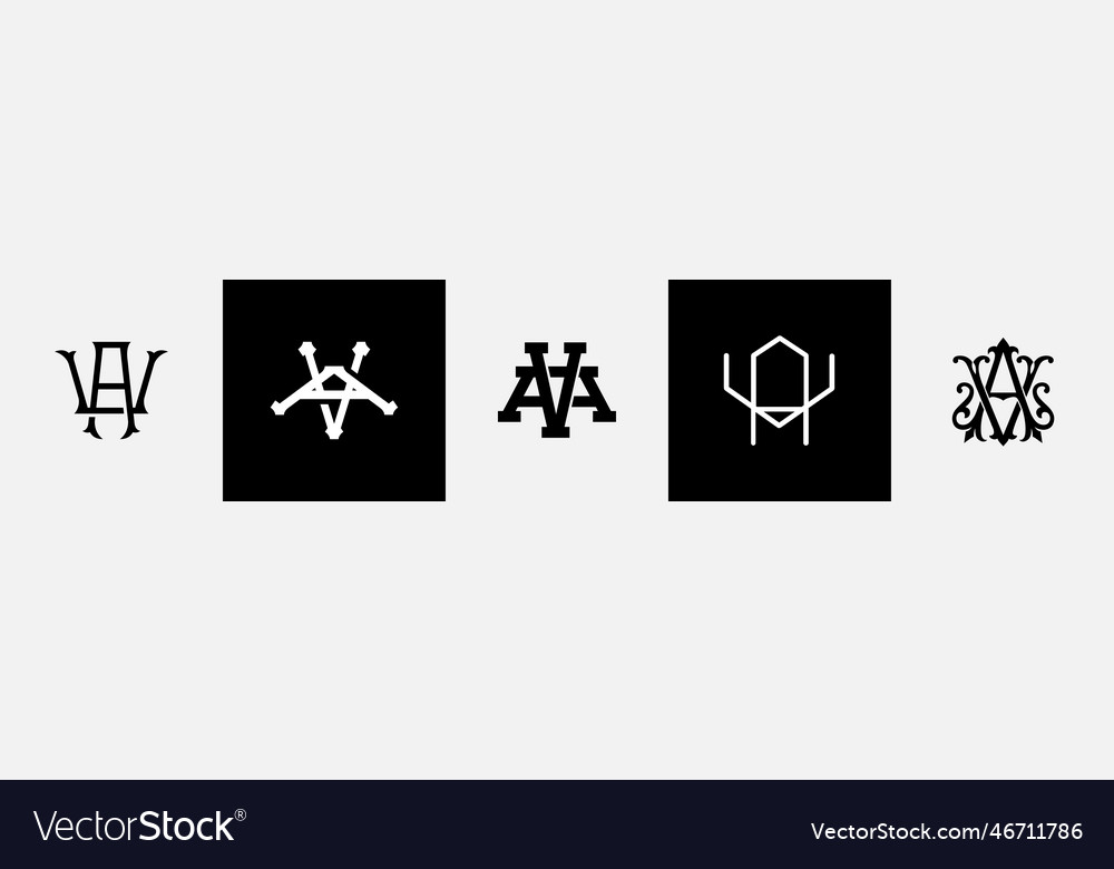 Initial letters va monogram logo design bundle Vector Image