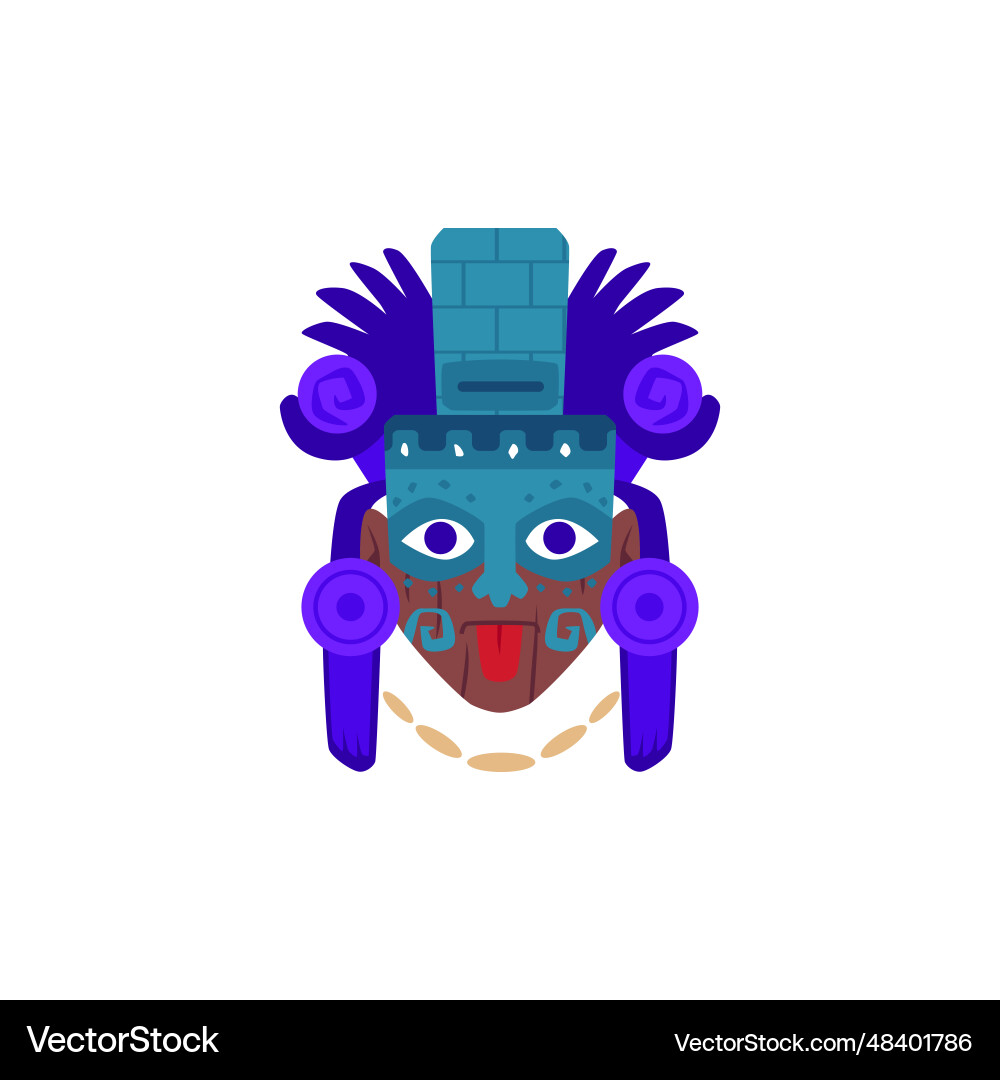 Mayan idol decorated mask aztec totem face Vector Image