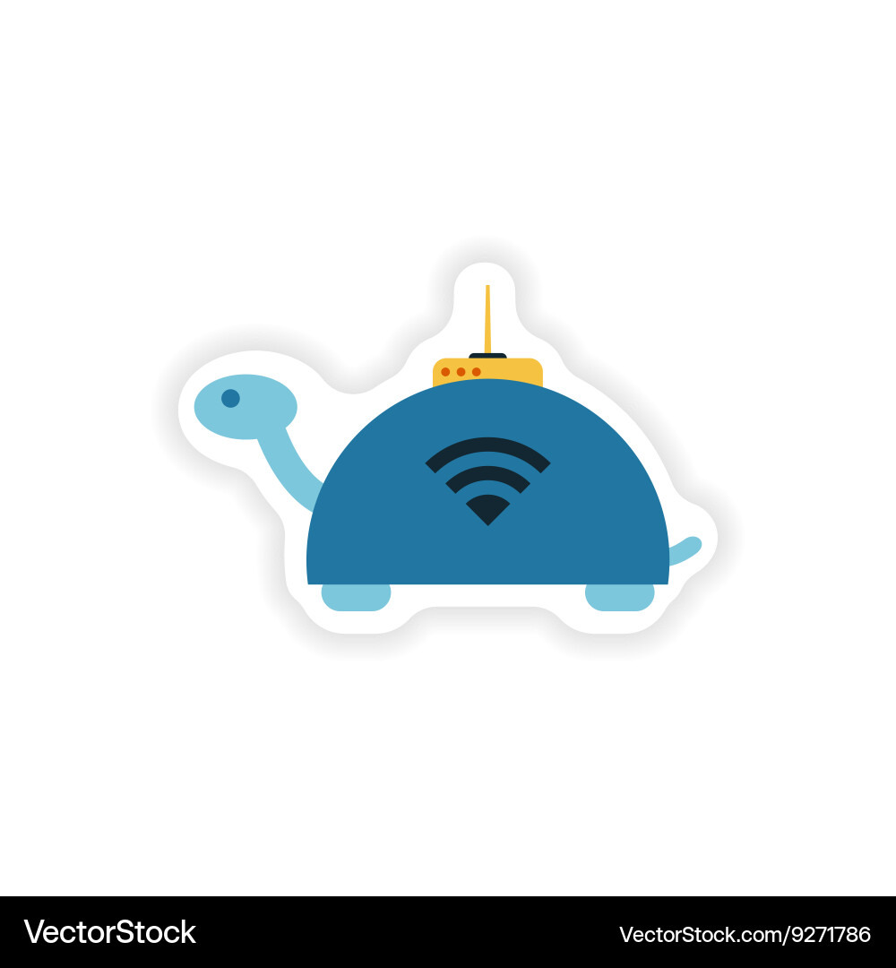 Paper sticker on white background wi-fi router Vector Image