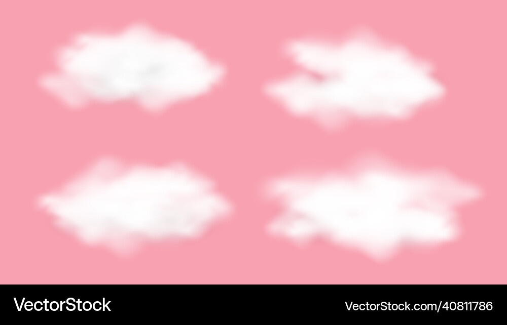 Set of realistic pink clouds sky Royalty Free Vector Image