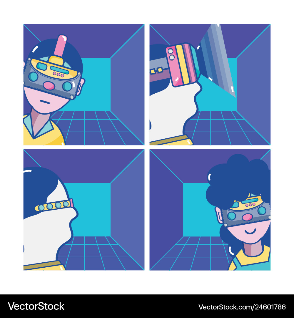 Set of virtual reality cartoons Royalty Free Vector Image