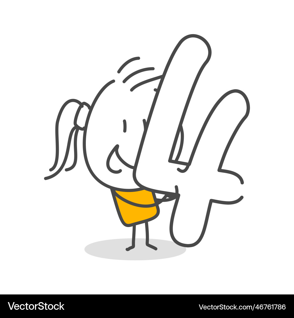 Stick figures numbers hand drawn doodle line art Vector Image
