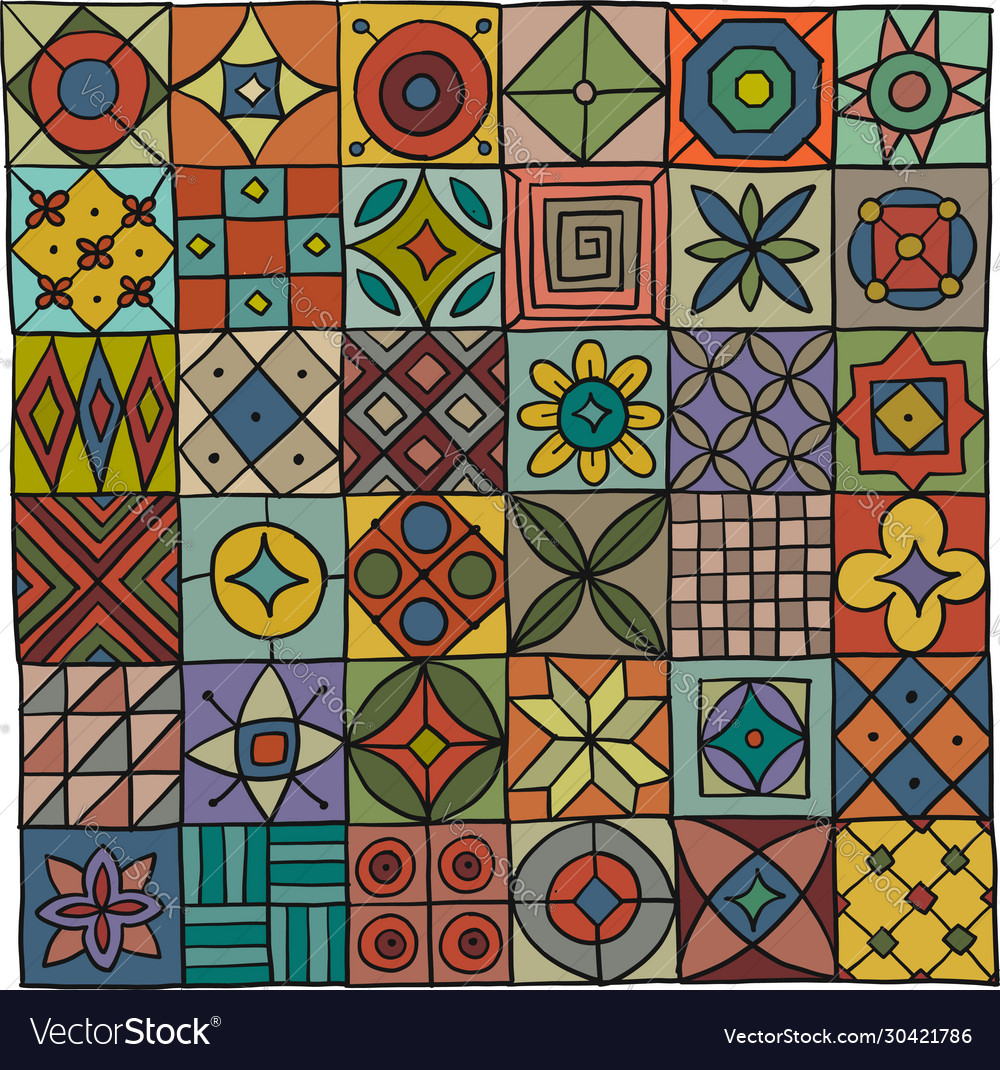 Talavera pattern indian patchwork turkish Vector Image