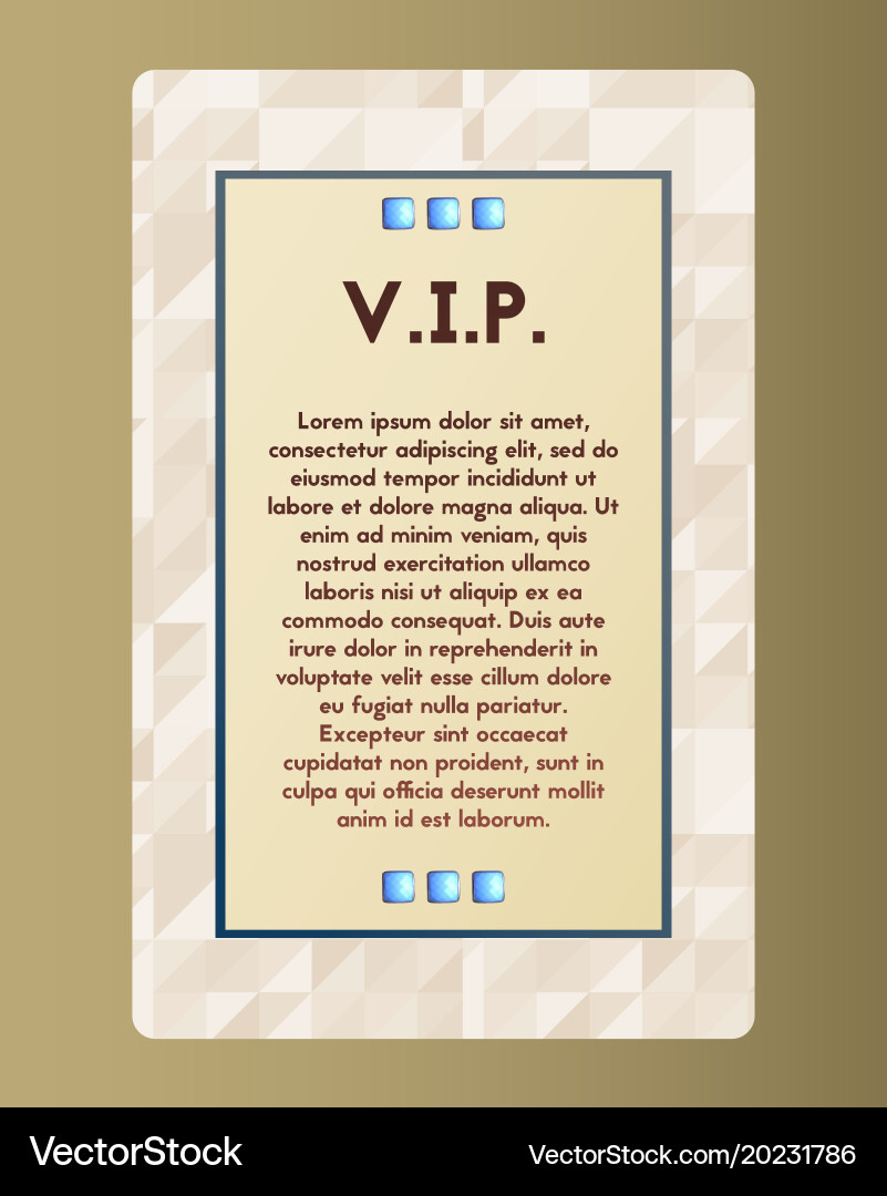 Vip flyer the card with blue stone Royalty Free Vector Image