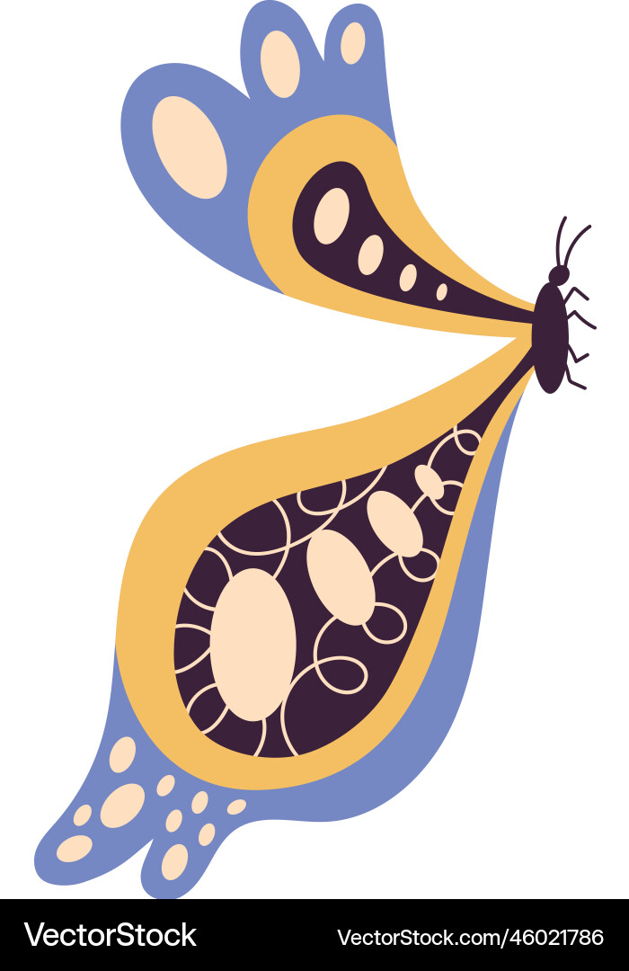 Yellow and lilac butterfly Royalty Free Vector Image