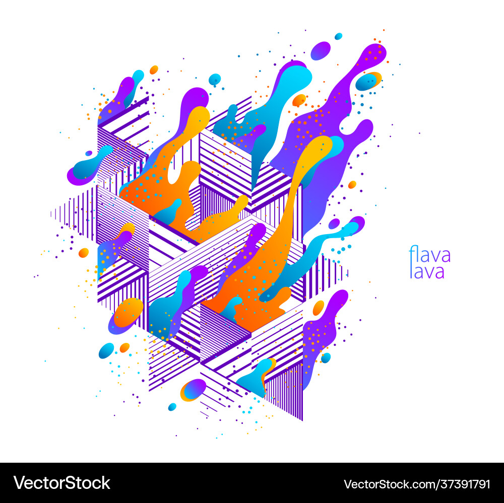 Abstract colorful lava fluids with geometric Vector Image