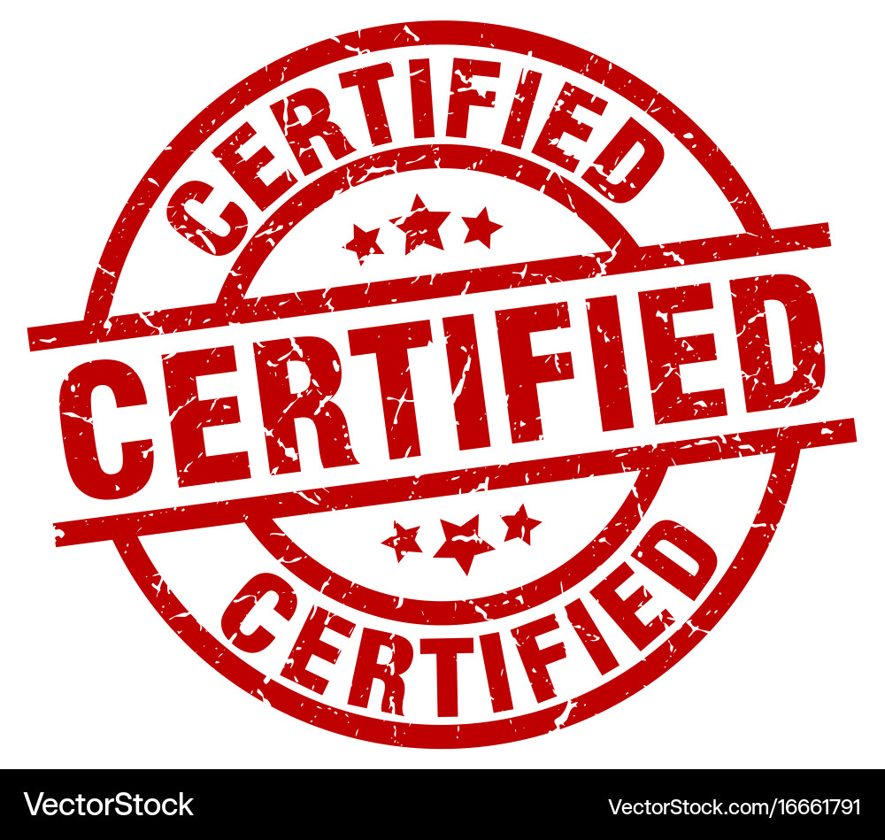 Certified round red grunge stamp Royalty Free Vector Image