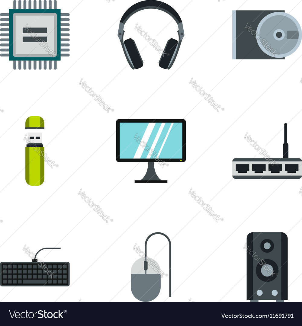 Computer icons set flat style Royalty Free Vector Image