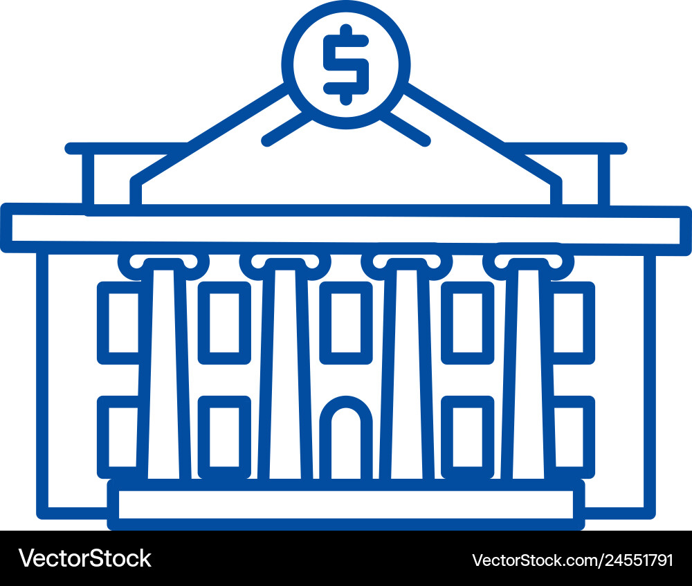 Financial institution line icon concept Royalty Free Vector