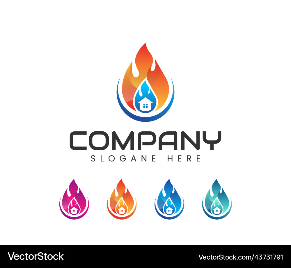 Fire flames logo red yellow Royalty Free Vector Image