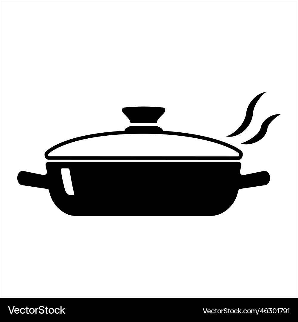 Frying pan with two handles and lid drawn by hand Vector Image