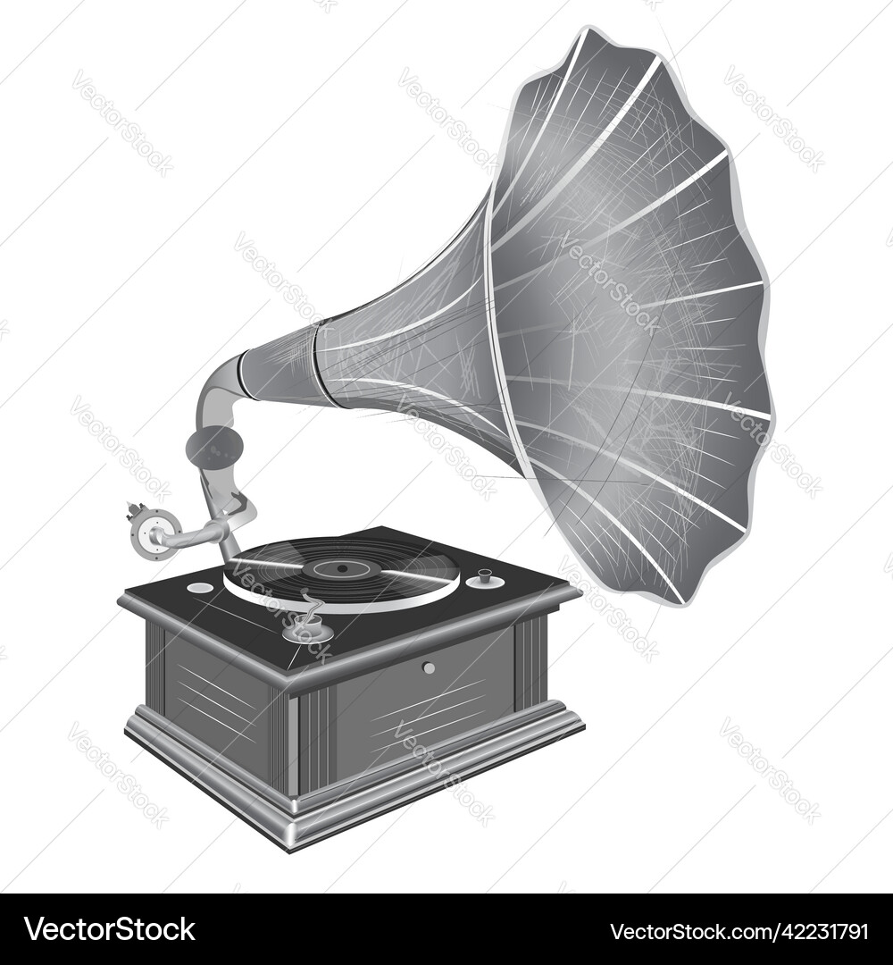 Gramophone high detailed vintage Royalty Free Vector Image
