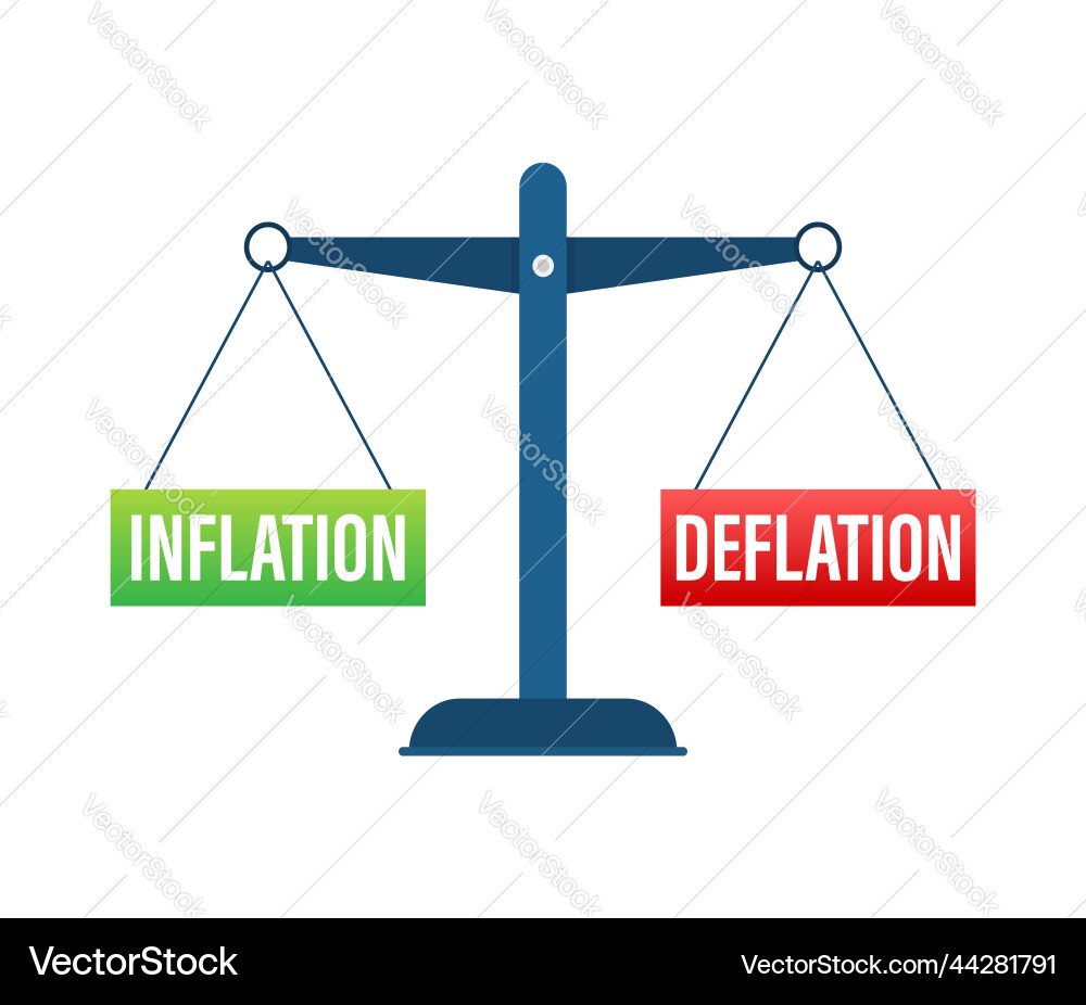 Inflation and deflation balance on the scale Vector Image
