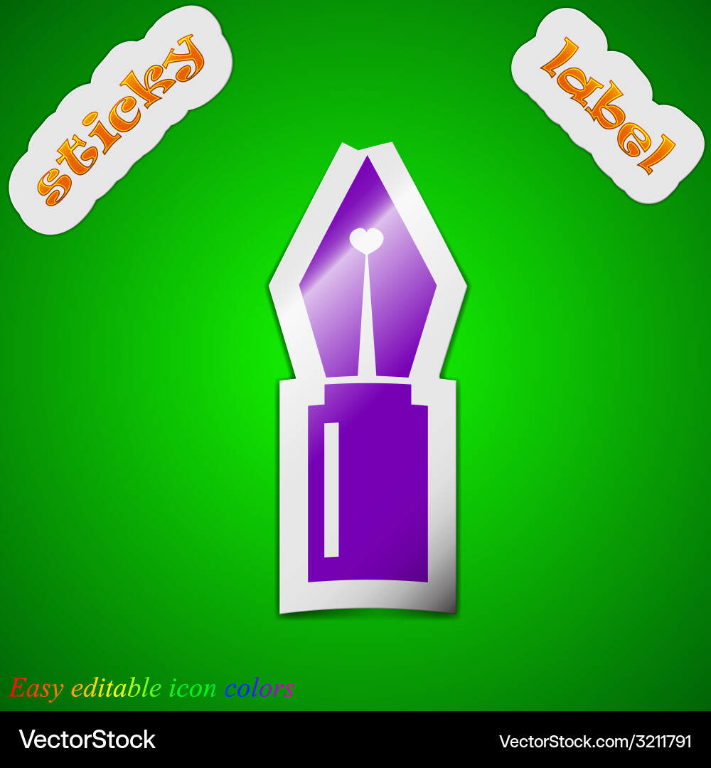 Pen icon sign symbol chic colored sticky label Vector Image