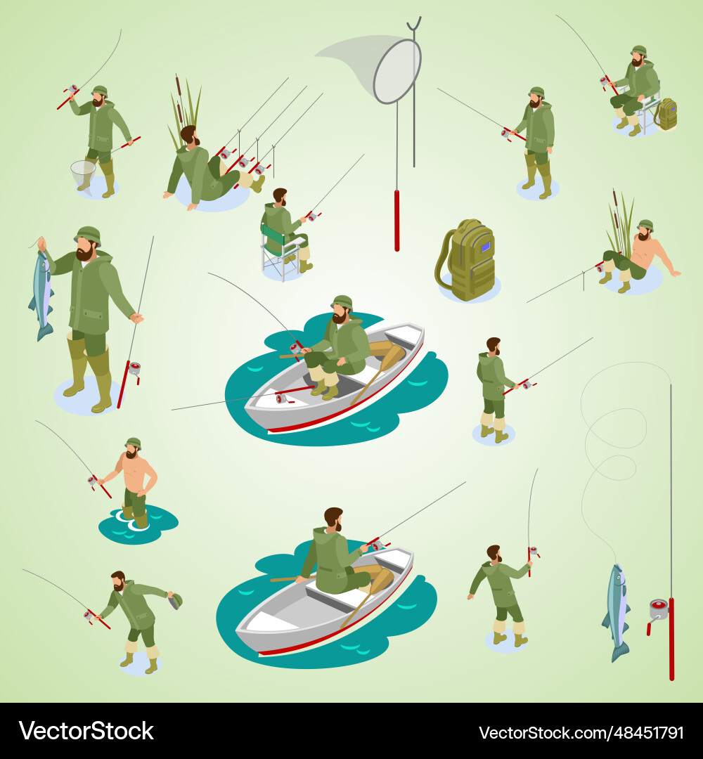 People fishing man Royalty Free Vector Image - VectorStock