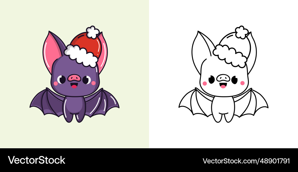 Set christmas bat multicolored and black white Vector Image