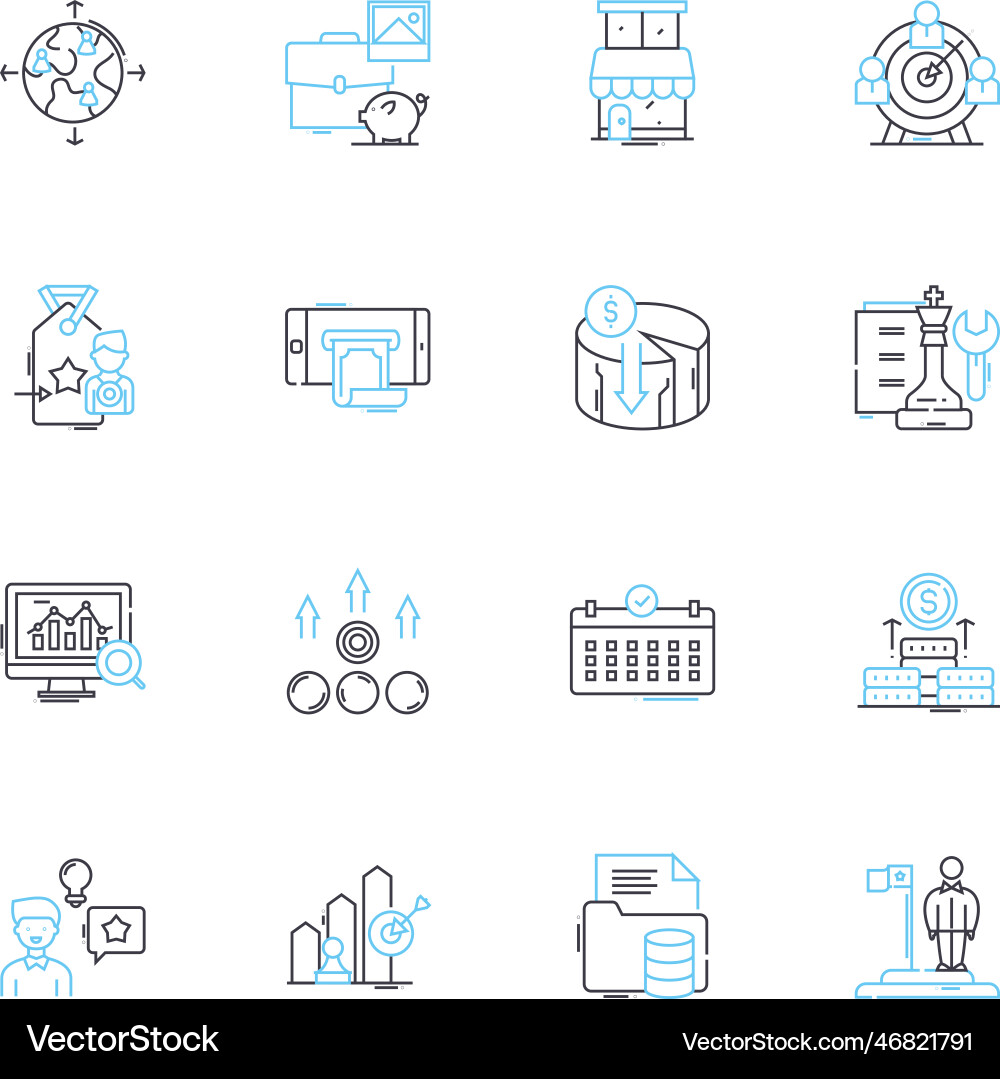 Social contract linear icons set obligation Vector Image