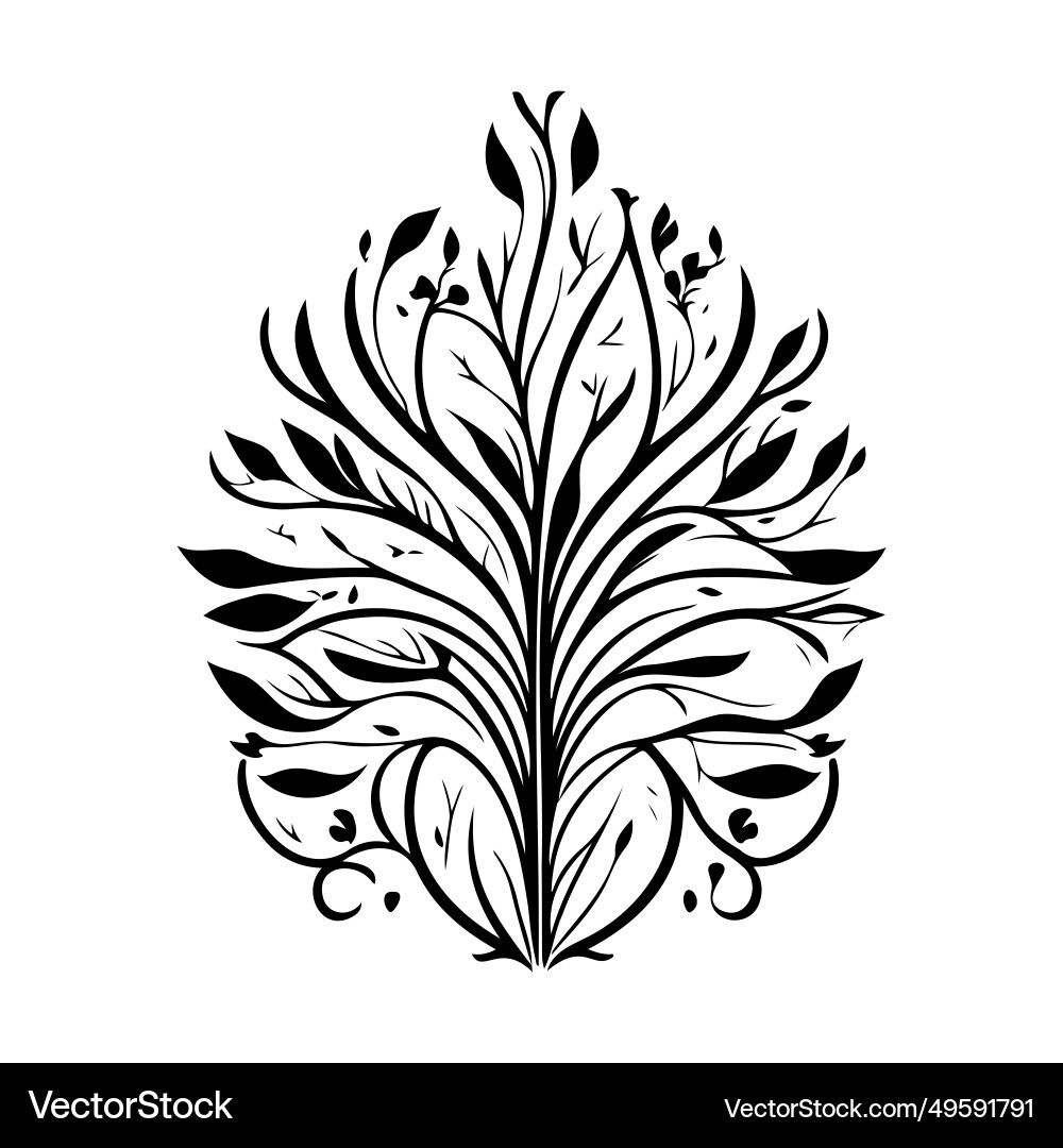 Symmetrical ornament floral design element black Vector Image