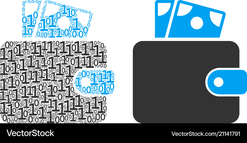Wallet collage of binary digits Royalty Free Vector Image