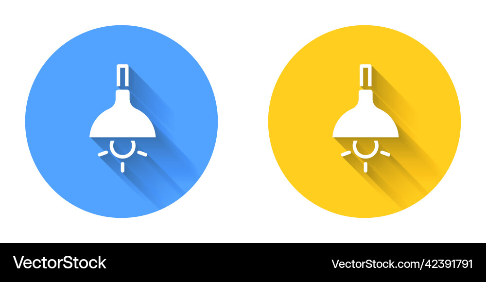 White lamp hanging icon isolated with long shadow Vector Image