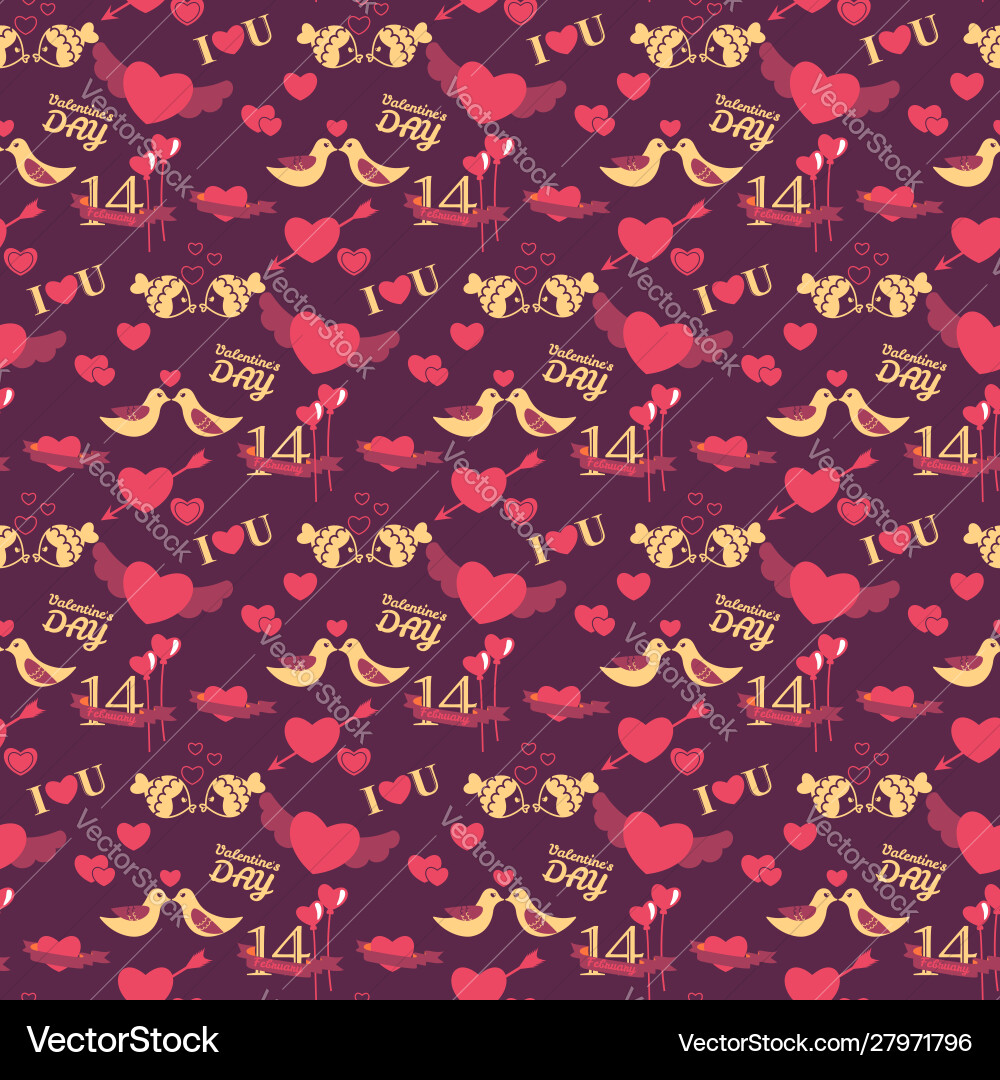 14 february valentines day seamless pattern Vector Image