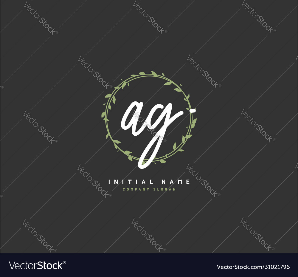 A g ag beauty initial logo handwriting Royalty Free Vector
