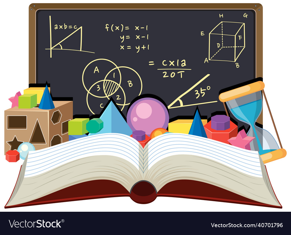 An open book with math formula on blackboard Vector Image