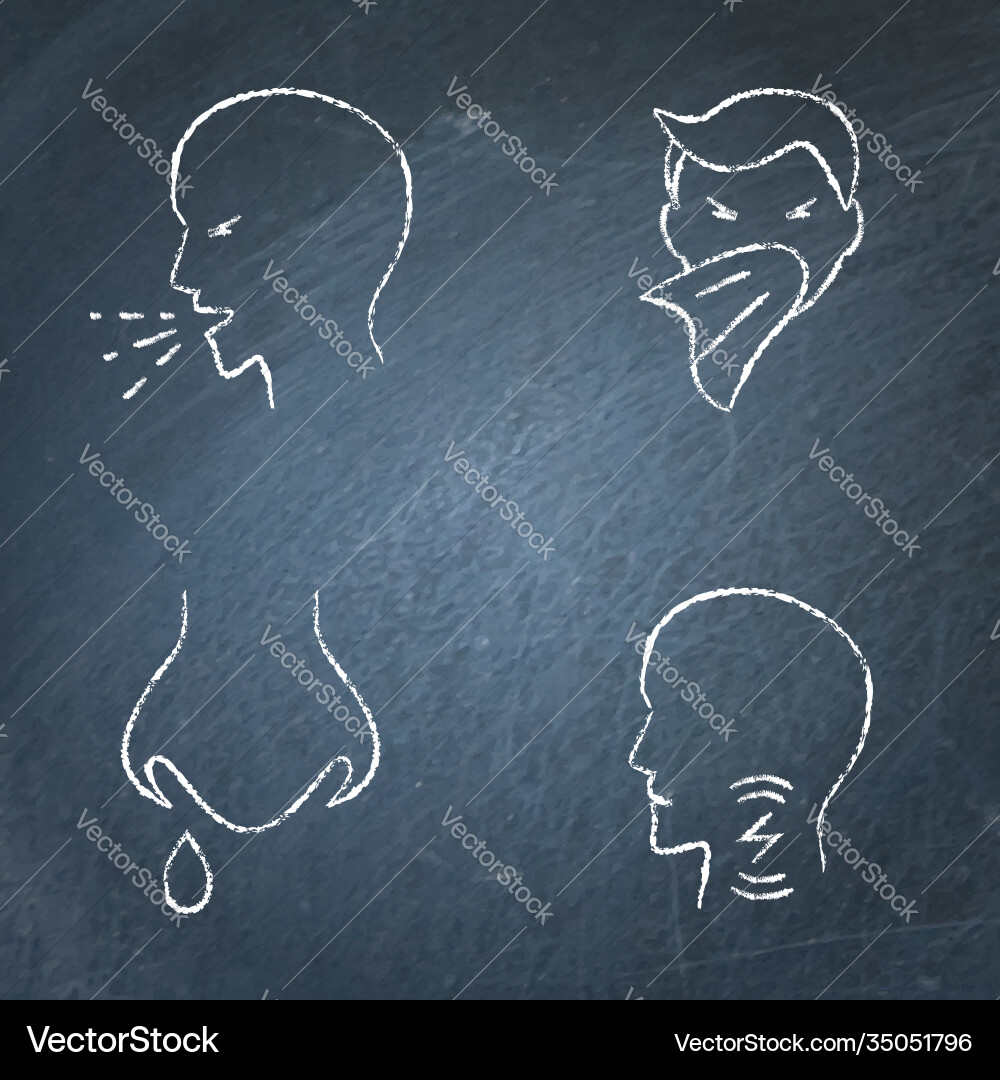 Chalkboard respiratory disease symptoms icon Vector Image