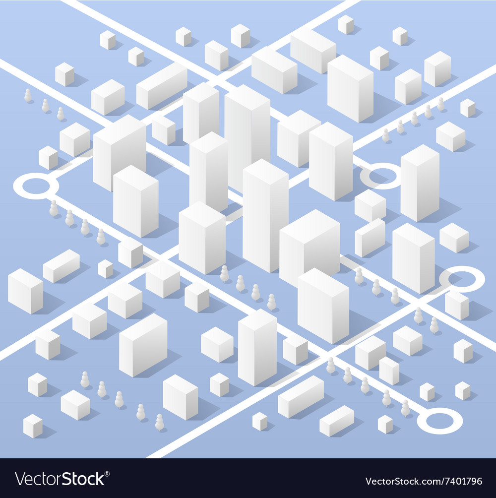 City isometric map Royalty Free Vector Image - VectorStock