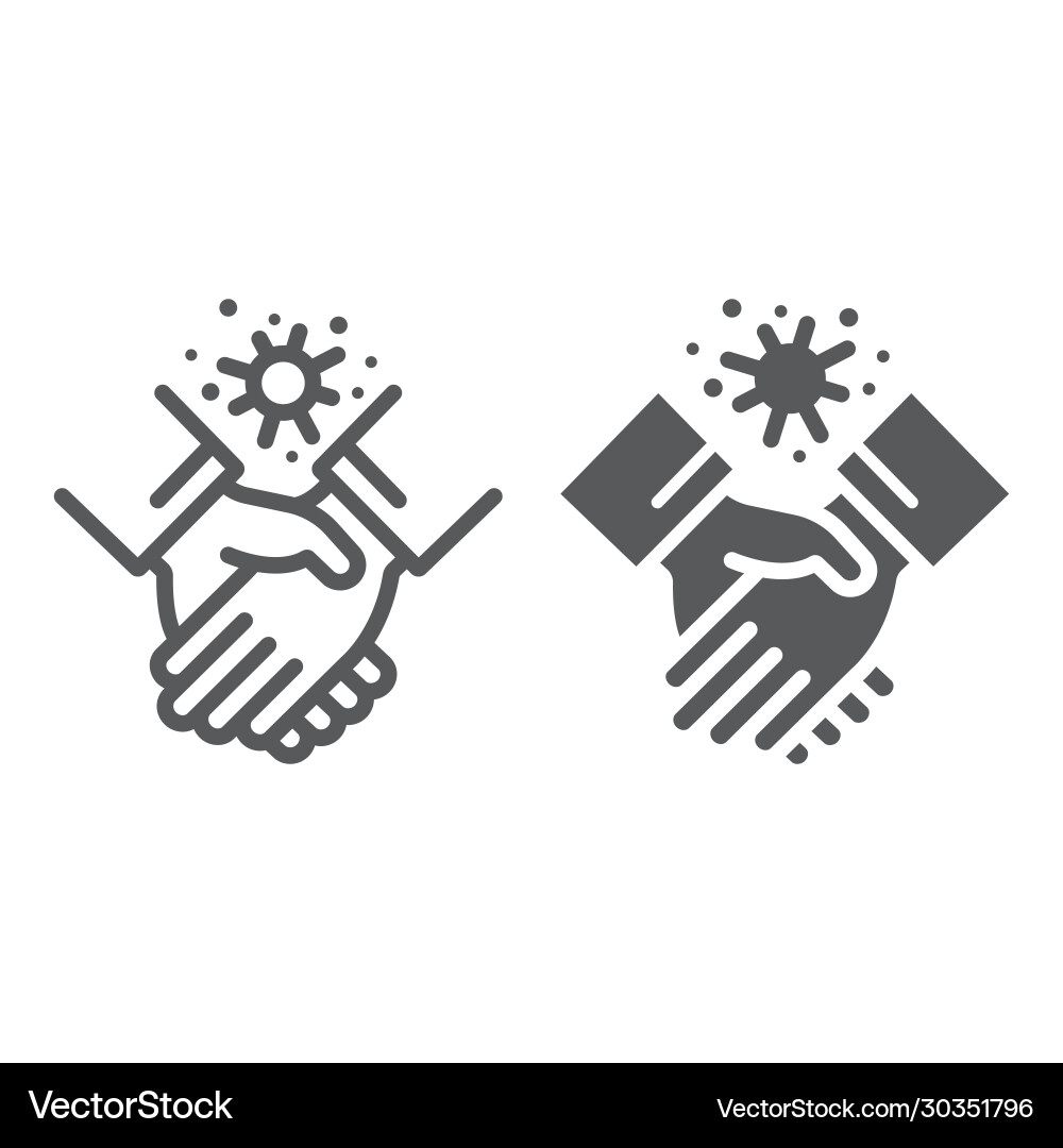 Contagion handshake line and glyph icon virus Vector Image