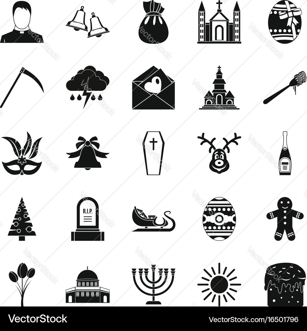 Faith icons set simple style Royalty Free Vector Image