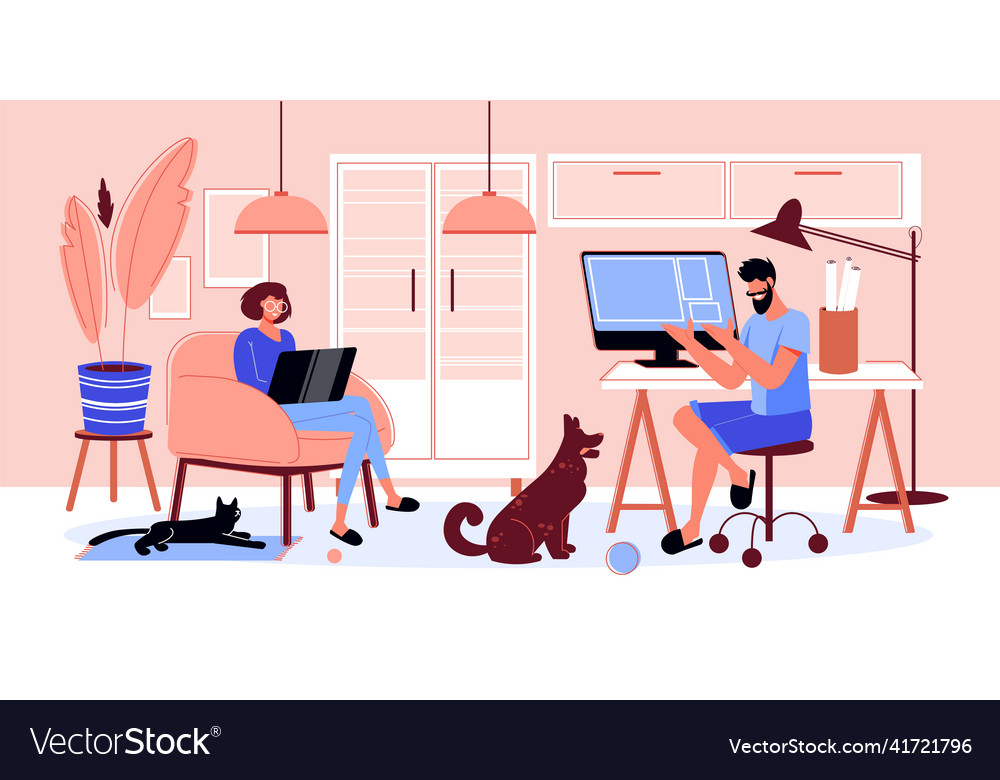 Freelance work process composition Royalty Free Vector Image