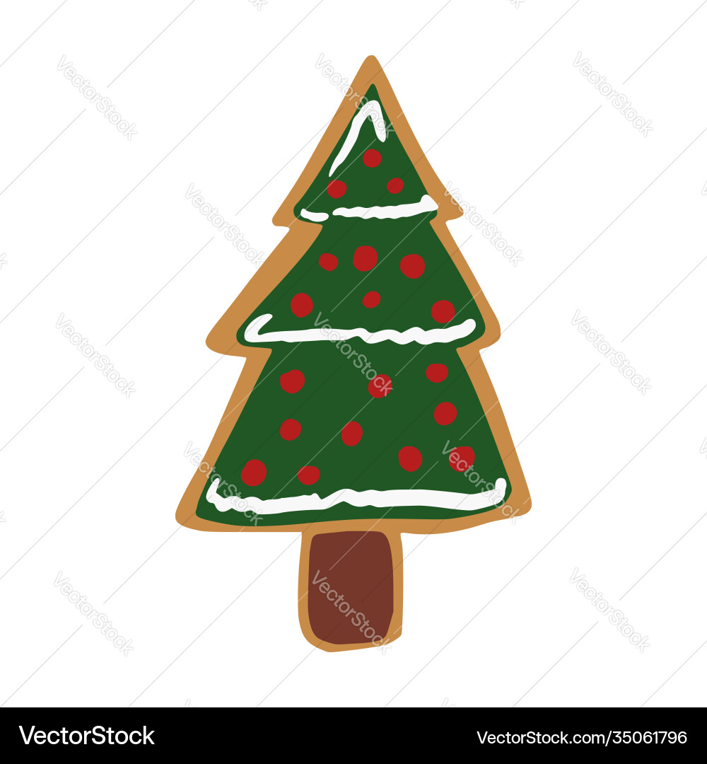 Gingerbread christmas tree isolated on white Vector Image