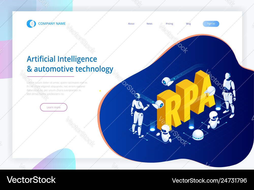 Isometric concept of rpa artificial intelligence Vector Image