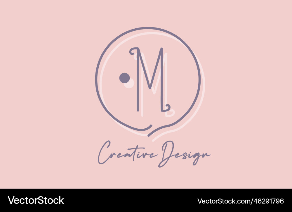 M alphabet letter logo icon design with line dot Vector Image